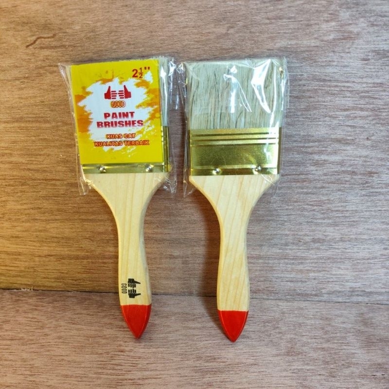 Jual Kuas Cat Tembok Dinding Gagang Kayu 2,5 inch | Shopee Indonesia
