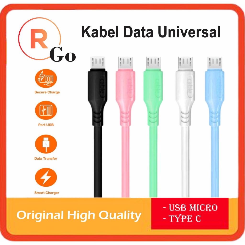 Jual Kabel Data Fast Charging Micro & Type C Turbo Warna Original High ...