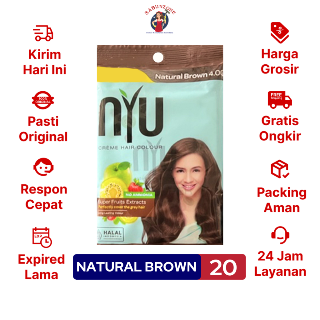 Jual NYU Hair Colour Natural Brown Semir Coklat Pewarna Rambut Sachet ...