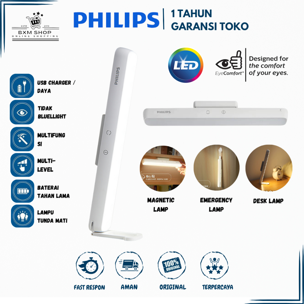 Jual Philips Magnetic Lamp 66143 Lampu Baca Meja Belajar /Lampu LED ...