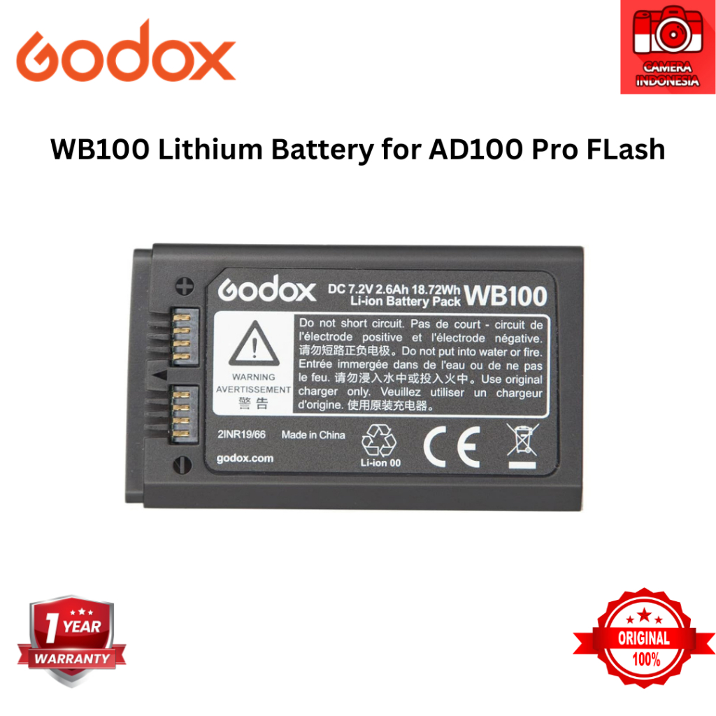 Jual Godox WB100 Lithium Battery for AD100 Pro AD100PRO Flash | Shopee ...