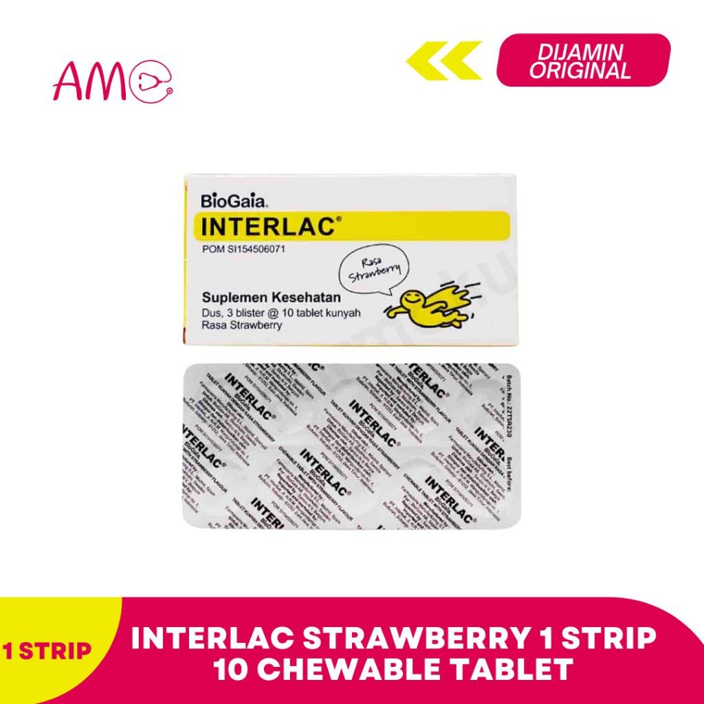 Jual PRORMO Interlac Strawberry 1 Strip 10 Chewable Tablet | Shopee ...