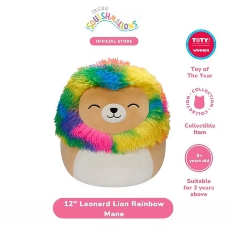 Jual Squishmallows Leonard Lion Rainbow Mane 12 Inch - Plush Toys ...
