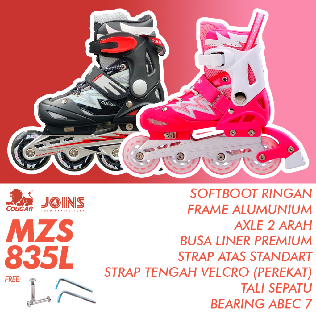 Jual Sepatu Roda Anak Inline Skate Cougar MZS835L Pink | Shopee Indonesia