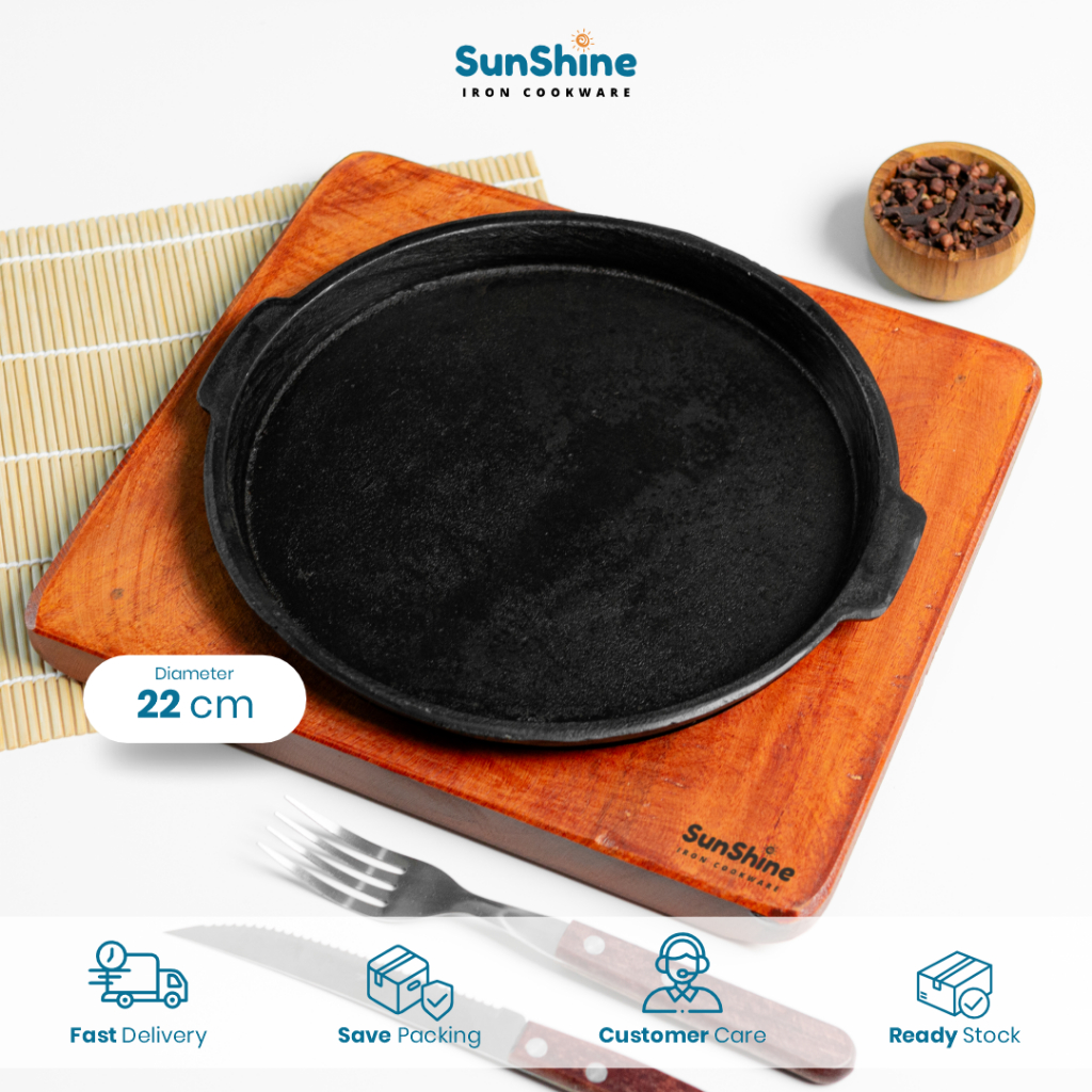 Jual SUNSHINE Hot Plate Steak / Piring Steak Bulat Telinga 22 cm ...