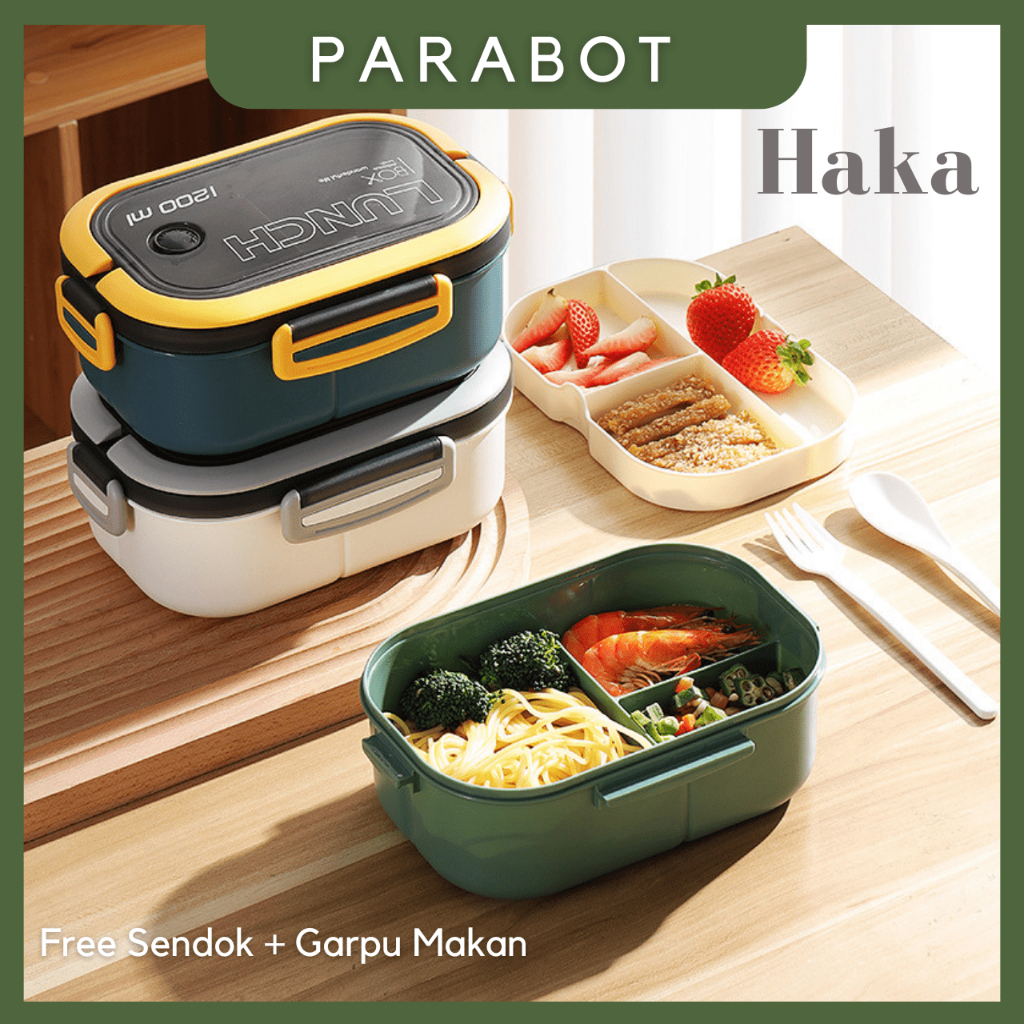 Jual [Parabot] HAKA Kotak Makan Plastik Lunch Box Kotak Bekal Set Tempat Makan | Shopee Indonesia