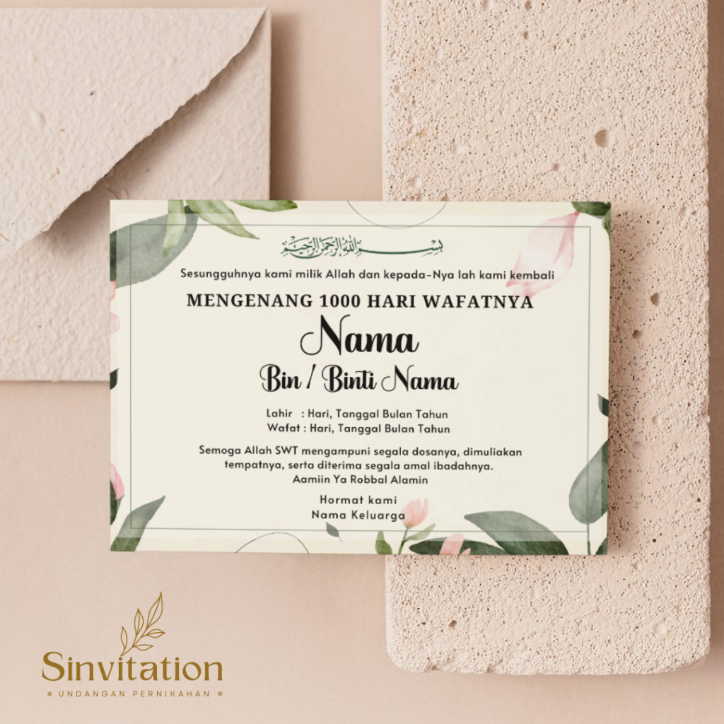 Jual Cetak Kartu/Stiker Mengenang 40/100/1000 Hari Wafatnya, Tahlil ...