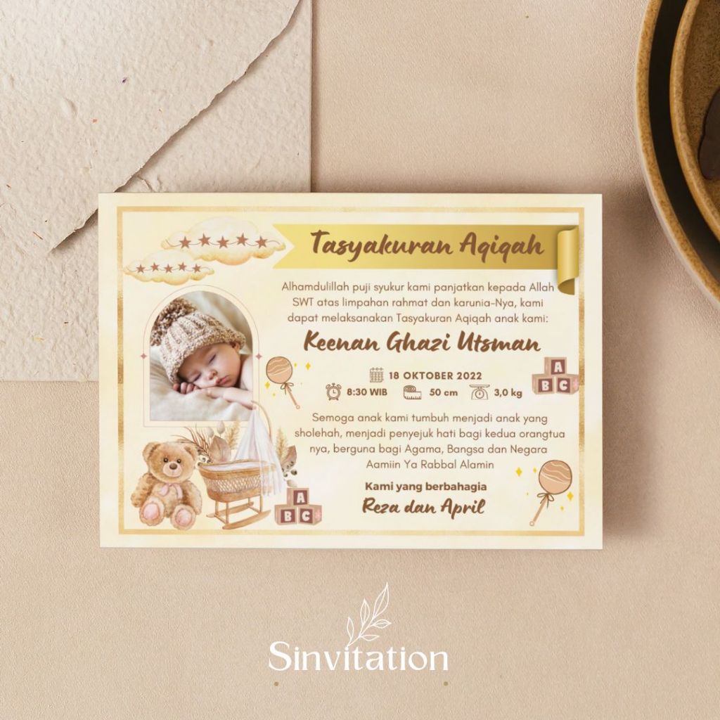 Jual Cetak Kartu/Stiker Tasyakuran Aqiqah, Tedak Siten, Kelahiran ...