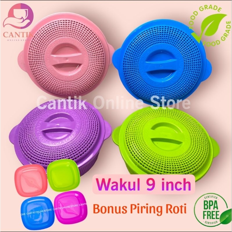 Jual Wakul/ Bakul Nasi Serbaguna uk 9 inch Bonus Piring ROTI Plastik ...