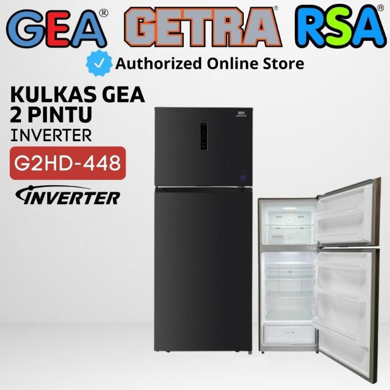 Jual GEA Kulkas 2 Pintu Home Refrigerant Inverter Black Inox 448 Liter ...