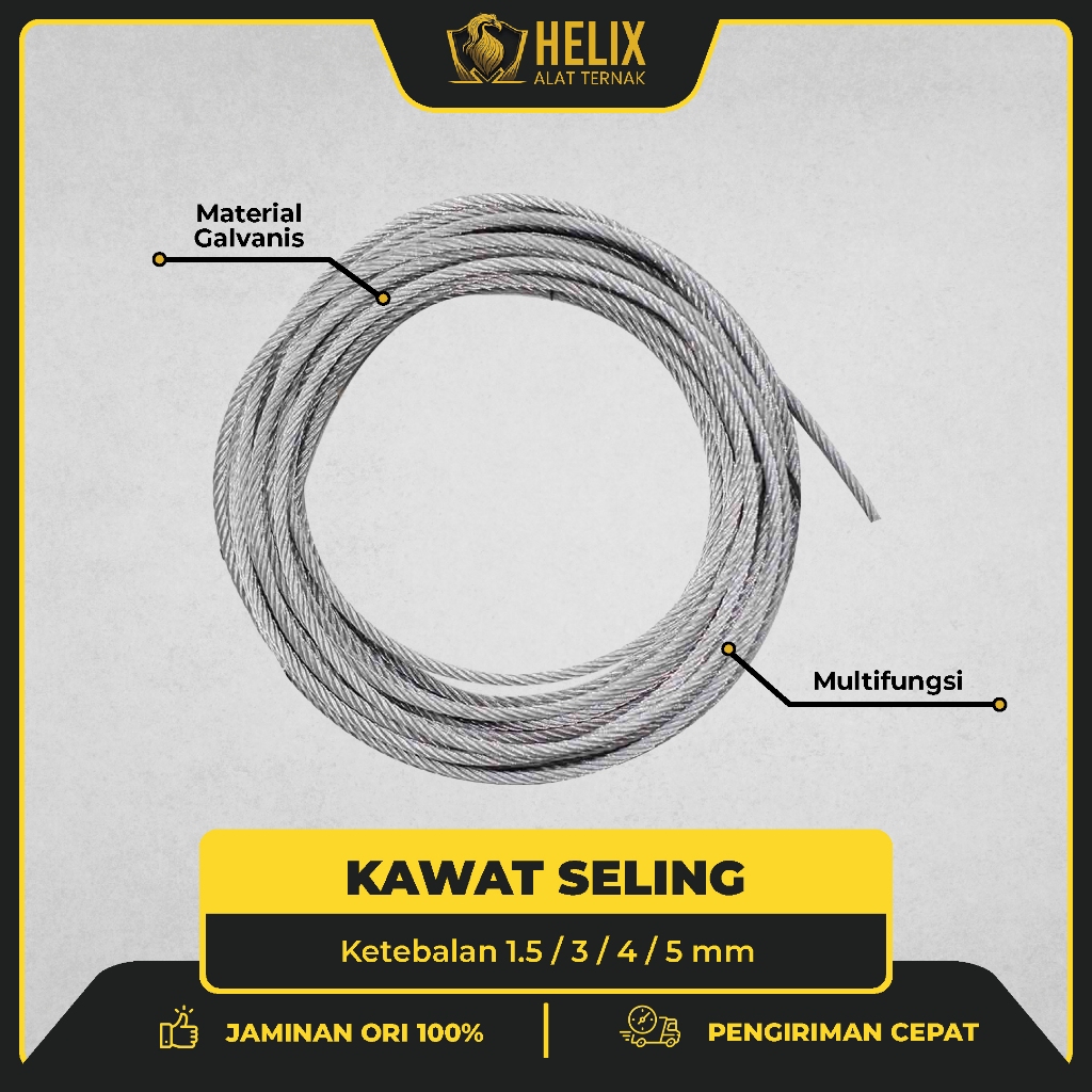 Jual Tali Kawat Baja Kabel Seling Sling Wire Galvanis 1.5 / 3 / 4 / 5 ...