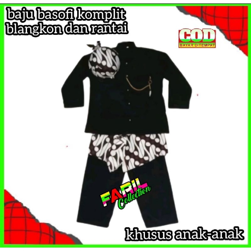 Jual baju basofi anak komplit blangkon dan rantai baju adat Jawa Timur ...