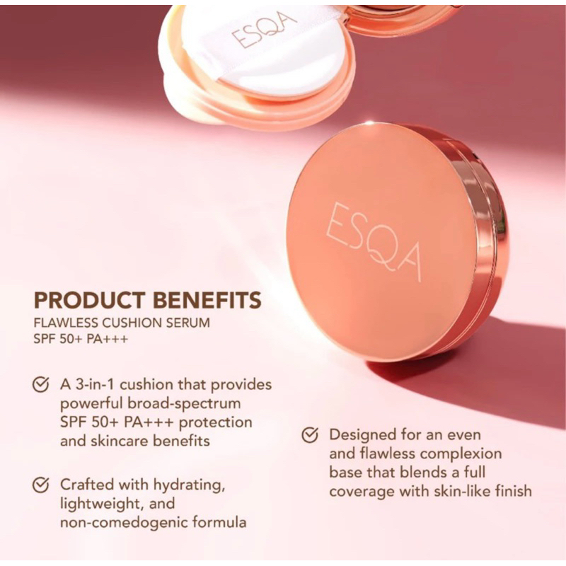 Jual Esqa Flawless Cushion Serum SPF 50+ PA++ Milkshake Vanilla Custard ...