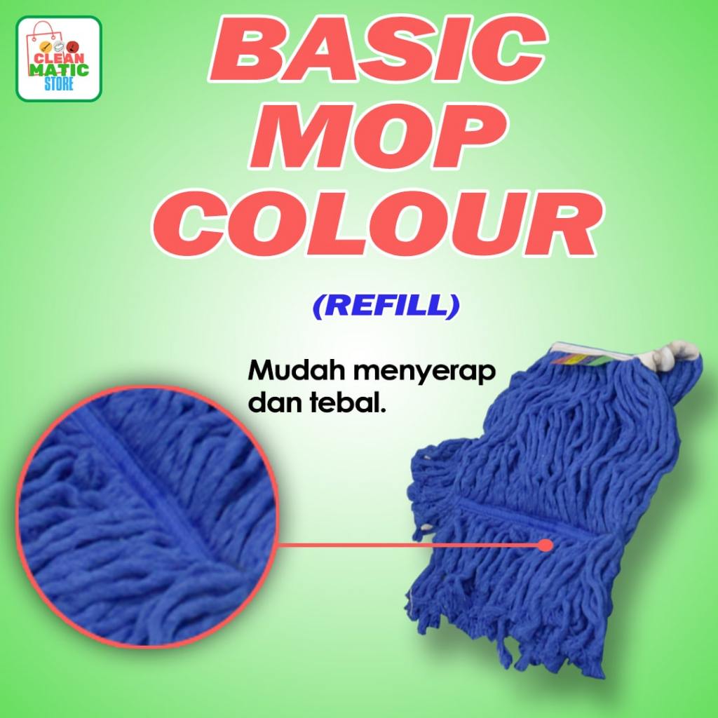 Jual Clean Matic - Basic Mop Color Refill ( ISI ULANG SUMBU ALAT PEL ...