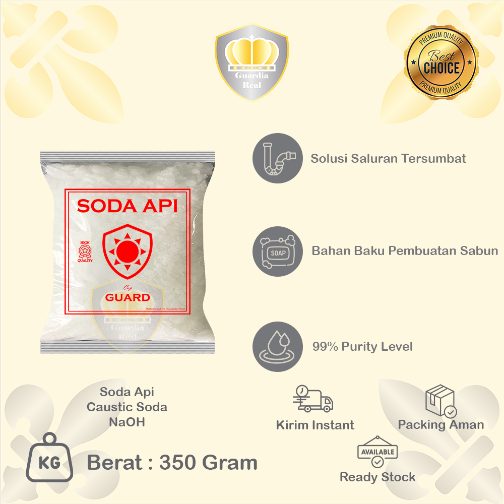 Jual GUARD Soda Api 350 Gram/ Caustic Soda 350 Gram/ NaOH 350 Gram ...