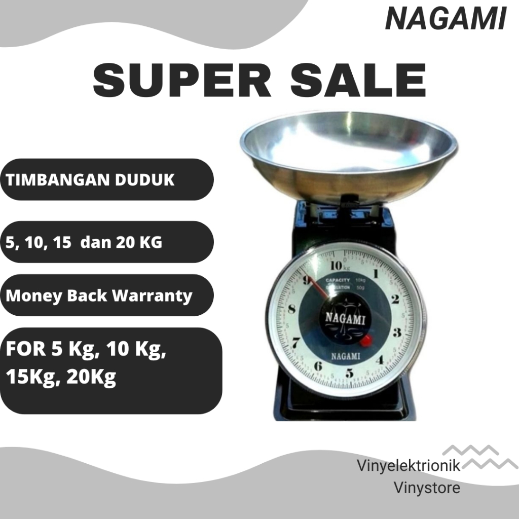 Jual NAGAMI TIMBANGAN DUDUK JARUM 5KG 10KG 15KG 20KG / TELUR / SEMBAKO / BARANG 5 10 15 20 KG ...