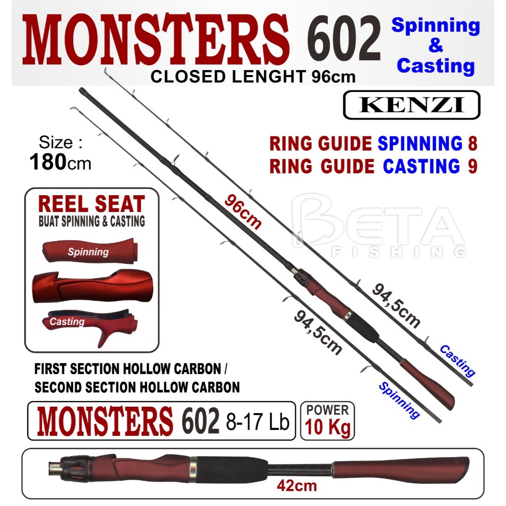 Jual ROD JORAN KENZI MONSTERS 602 702 SPINNING & CASTING Multifungsi ...