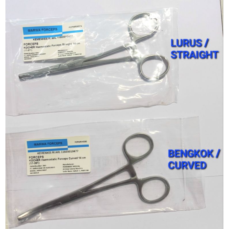 Jual Klem Kocher Lurus Bengkok 14cm Marwa Haemostatic Forcep Straight ...