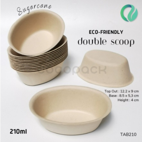 Jual 10 PCS Bagasse Mini Oval Double Scoop Ecofriendly Natural Brown 210 ML | Shopee Indonesia