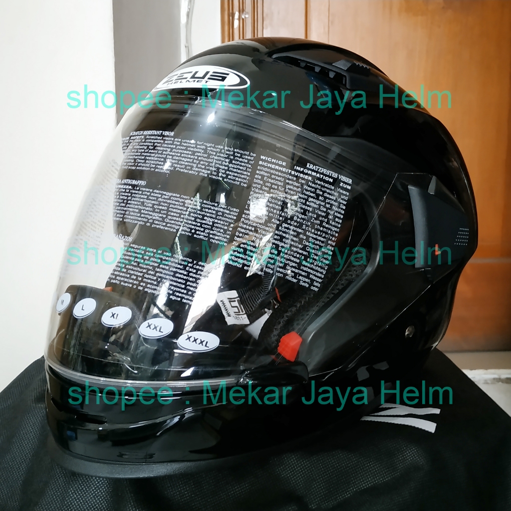 Jual HELM ZEUS 611C ZS-611C modular HItam METALIK 2in1 HALF FACE/FULL ...