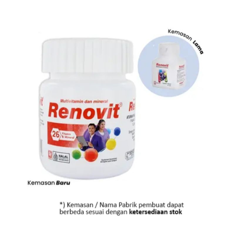 Jual Renovit Multivitamin dan Mineral @30 Kaplet | Shopee Indonesia