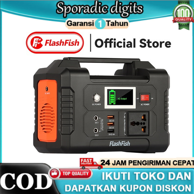 Jual (Ready)FlashFish 220V 200W Power Station 40800mAh Portable Solar Generator Silent Genset ...