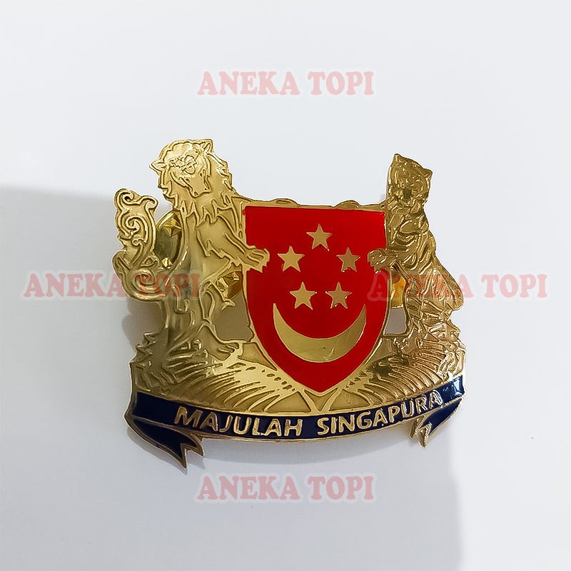 Jual Pin Lambang Singapura Warna Polos Collar Pin Coat of Arm Singapore ...