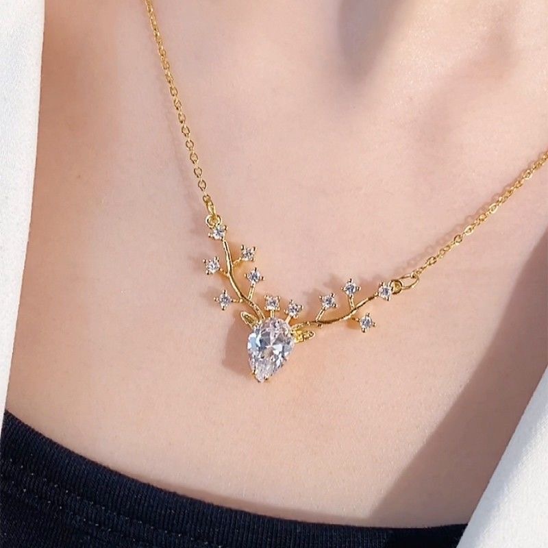 Jual K34 Kalung Tanduk Rusa Mutiara Silver Model LUXURY MEWAH ELEGAN ...