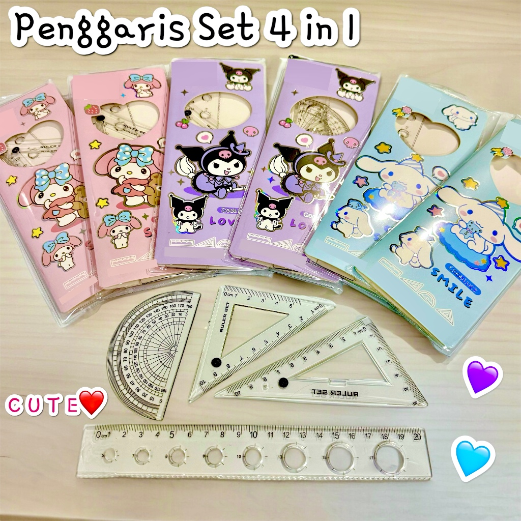 Jual Penggaris Set isi 4 Model Penggaris Plastik 1 Set Isi 4 Model ...
