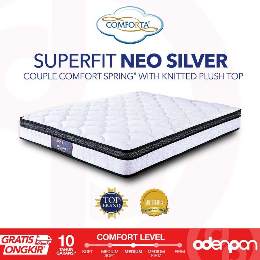 Jual COMFORTA SUPER FIT NEO SILVER Kasur Spring Bed Mattress Plush Top ...