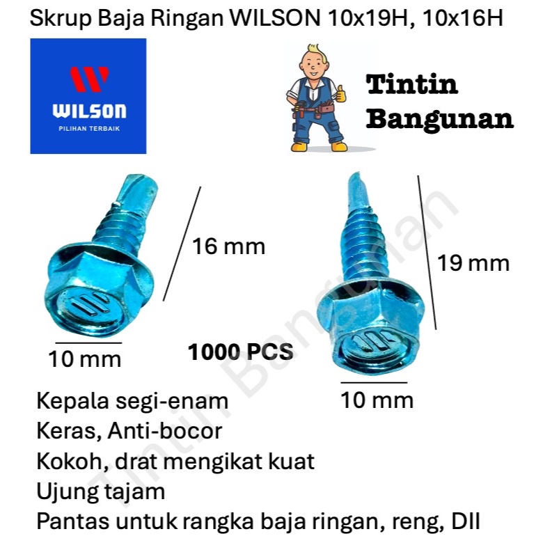 Jual Skrup Baja Ringan WILSON 10x19H, 10x16H Sekrup Bajaringan Baut ...