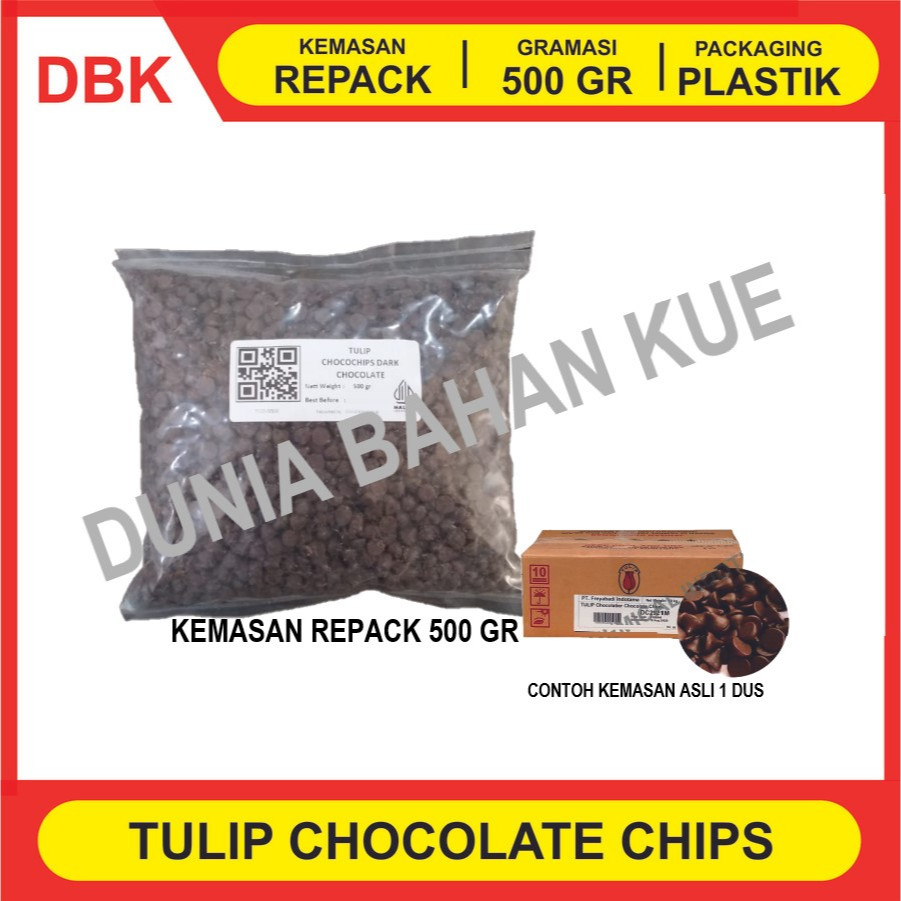 Jual TULIP CHOCOCHIPS DARK / COKLAT CHIP / CHOCO CHIPS - 500 GR ...