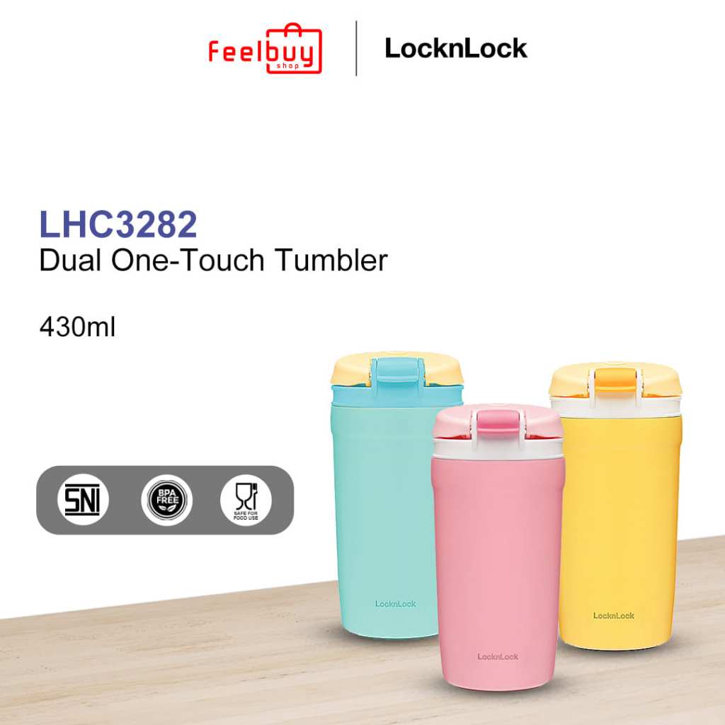 Jual Locknlock FreeSip Dual One Touch Tumbler 430ML Insulated Stainless Steel Water Bottle ...