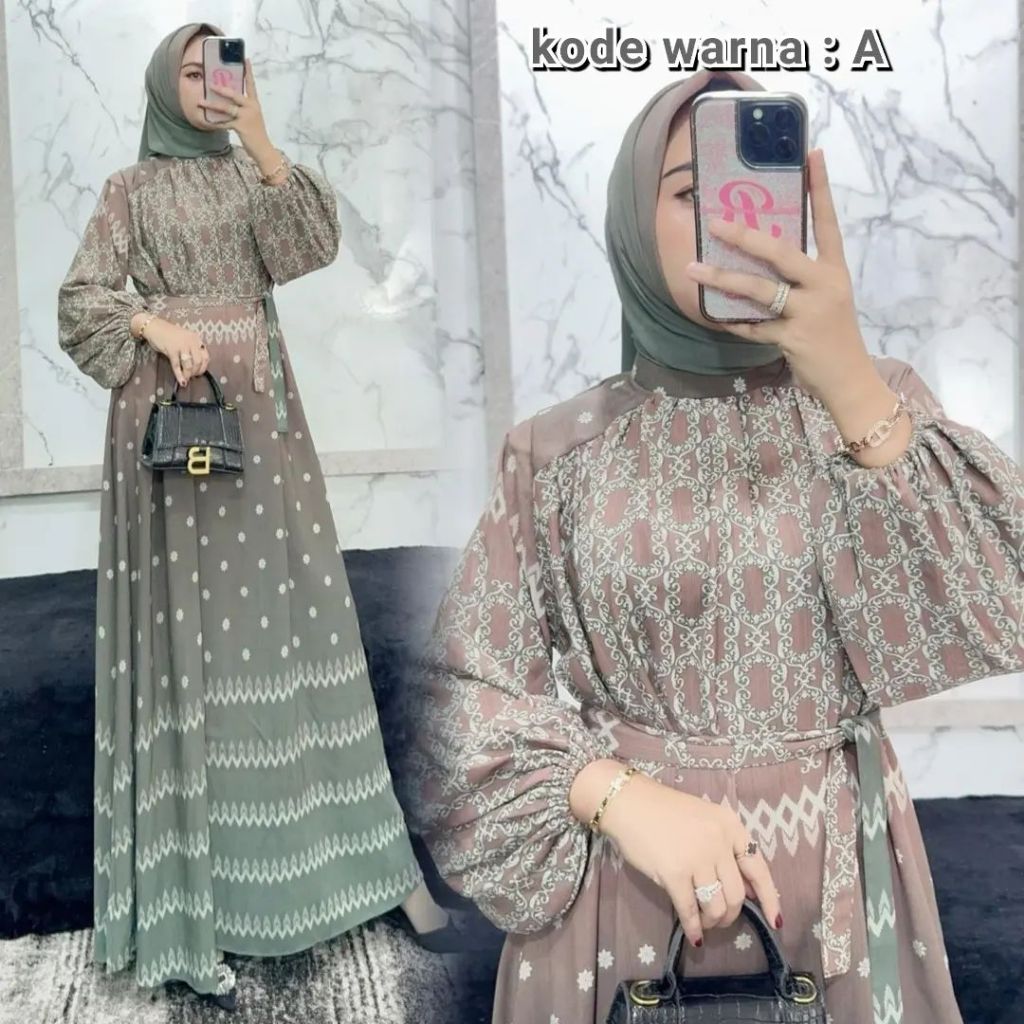 Jual Gisel Dress Plus Hijab Bahan Lionel Rici Model Gamis Kondangan ...