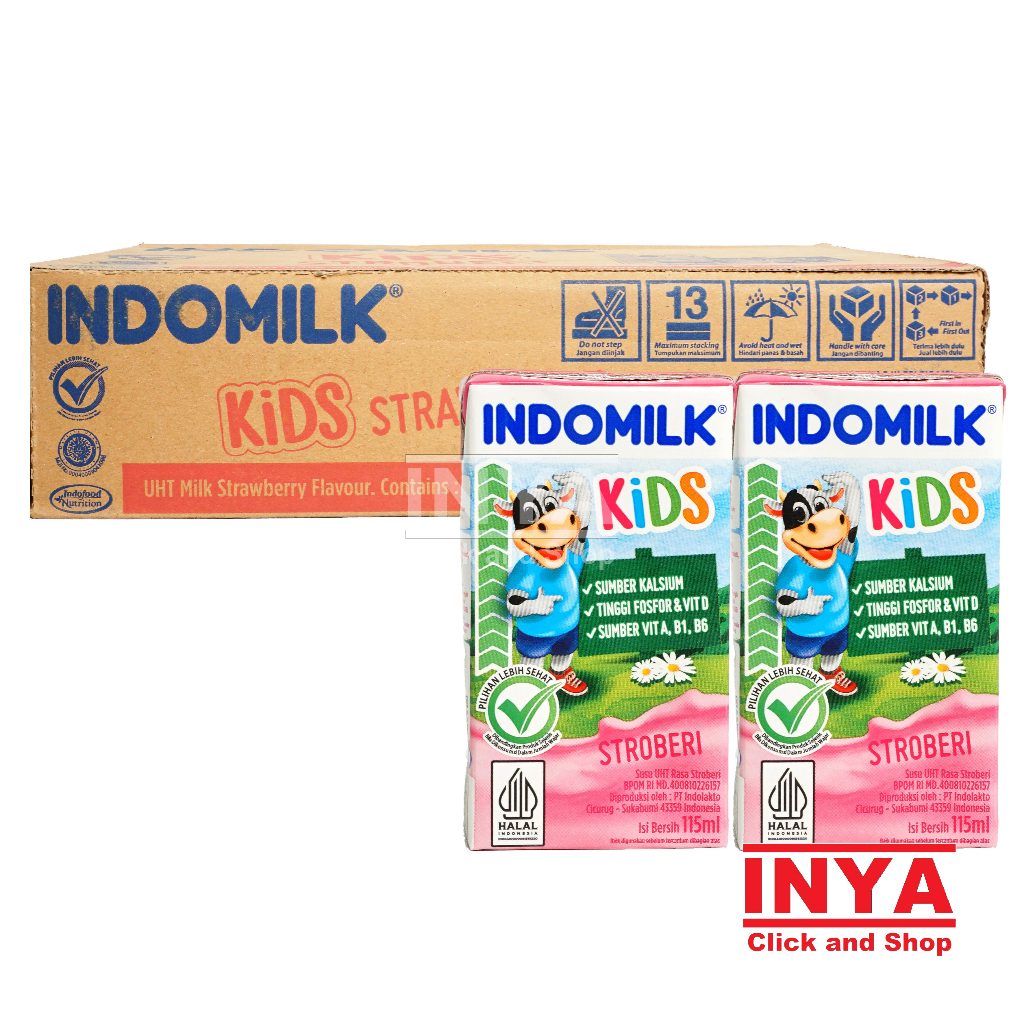 Jual Indomilk Kids Rasa Stroberi 40x115ml BOX - Minuman Susu Anak ...