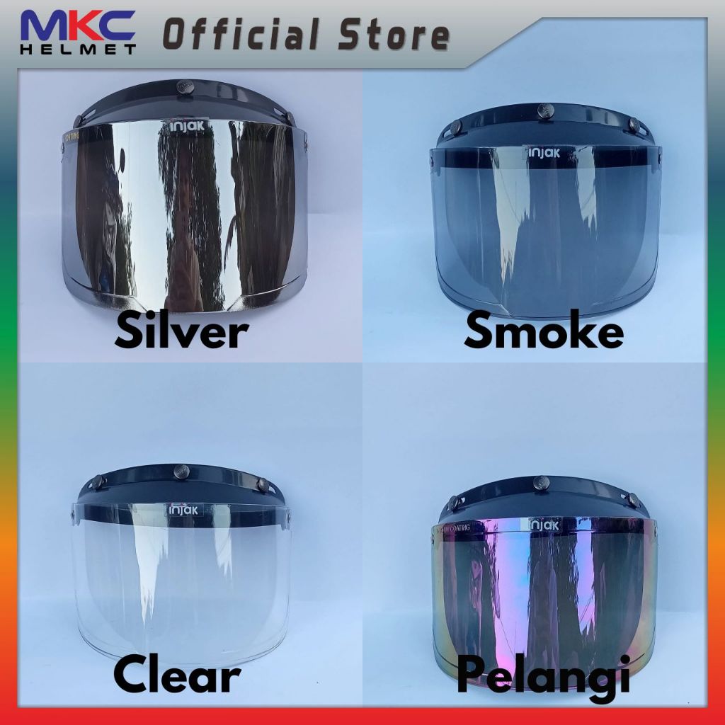 Jual Kaca helm bogo flat-datar silver, pelangi, hitam smoke, clear ...