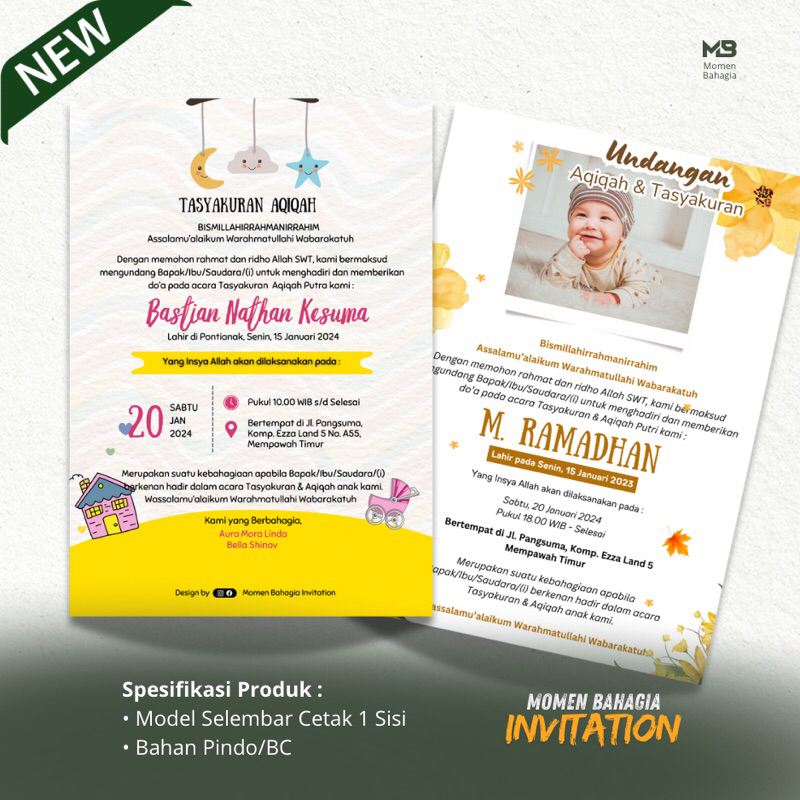 Jual Undangan Aqiqah / Tasyakuran / Gunting Rambut Undangan Custom ...