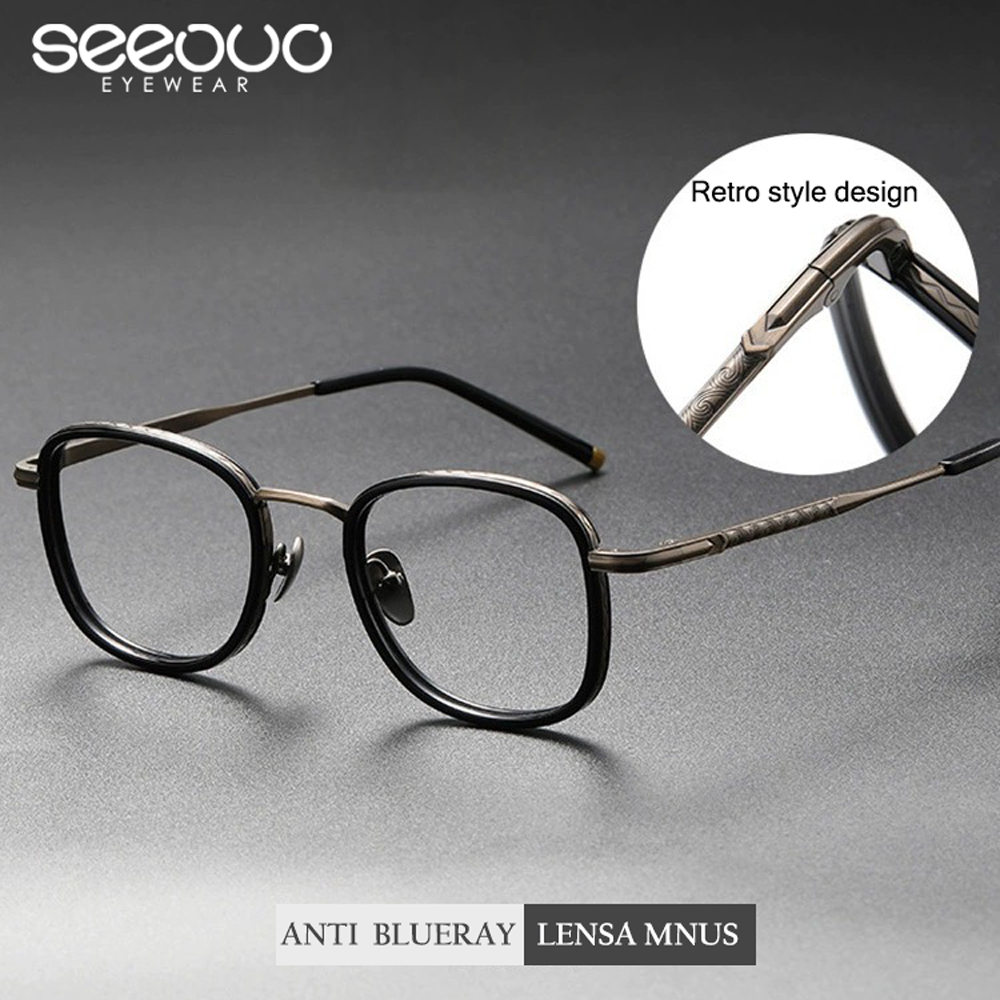 Jual Seeouo Kacamata Antiradiasi Blueray Model Kotak Stylish Vintage Style Metal Ringan Fashion ...