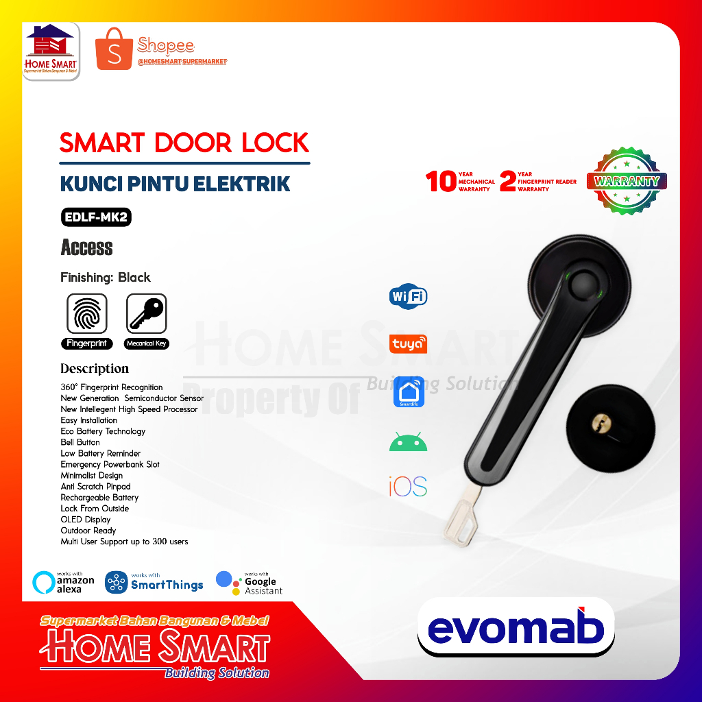 Jual Evomab Smart Door Lock Handle Pintu Rumah Digital Fingerprint EDLF ...
