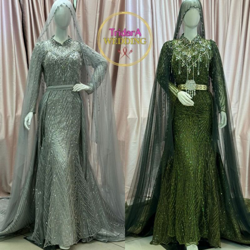 Jual Gaun pengantin / Gaun pengantin duyung full payet / Gaun pengantin ...