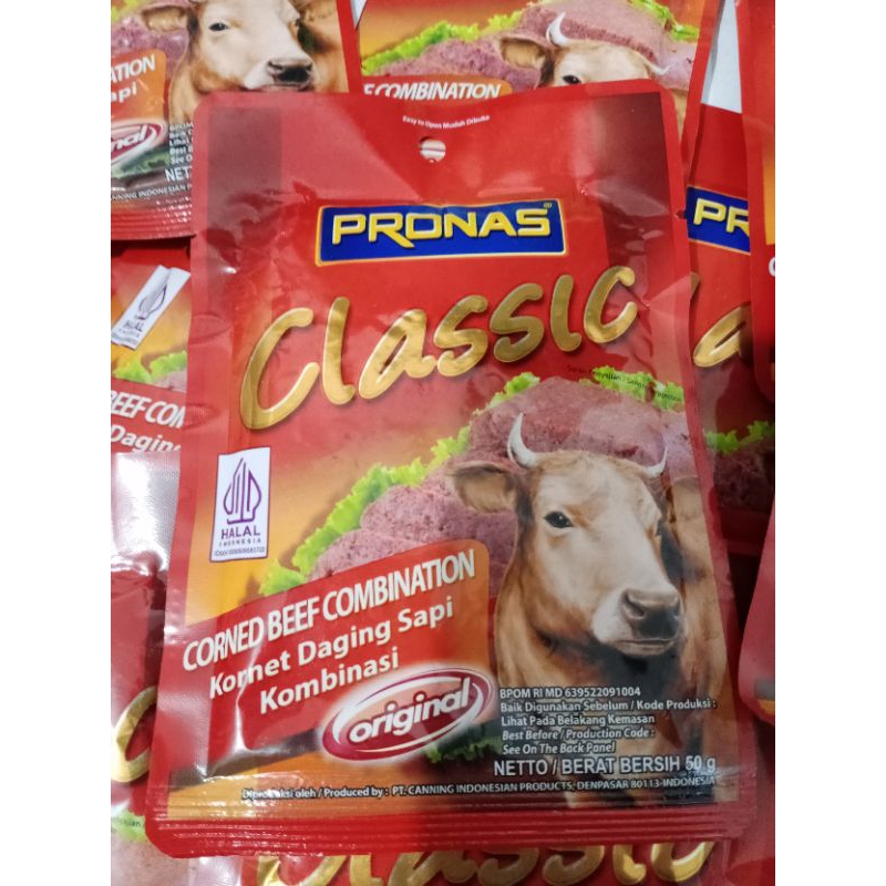 Jual Kornet daging sapi Pronas sachet beef corned | Shopee Indonesia