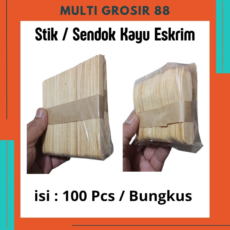 Jual MG88 Stik Kayu Sendok Kayu Es Krim Stick Ice Cream isi 100 pcs ...