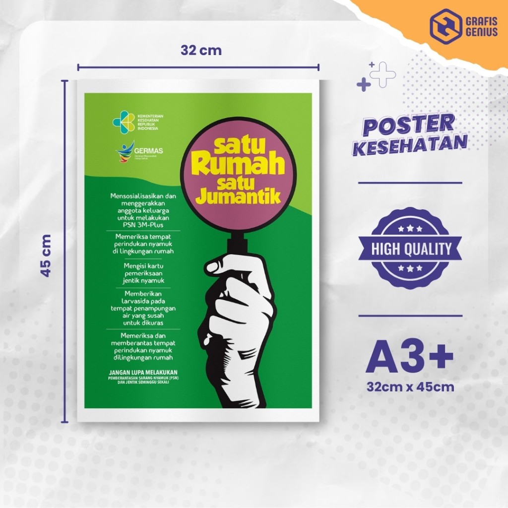 Jual Poster Kesehatan Satu Rumah Satu Jumantik A3+ | Shopee Indonesia