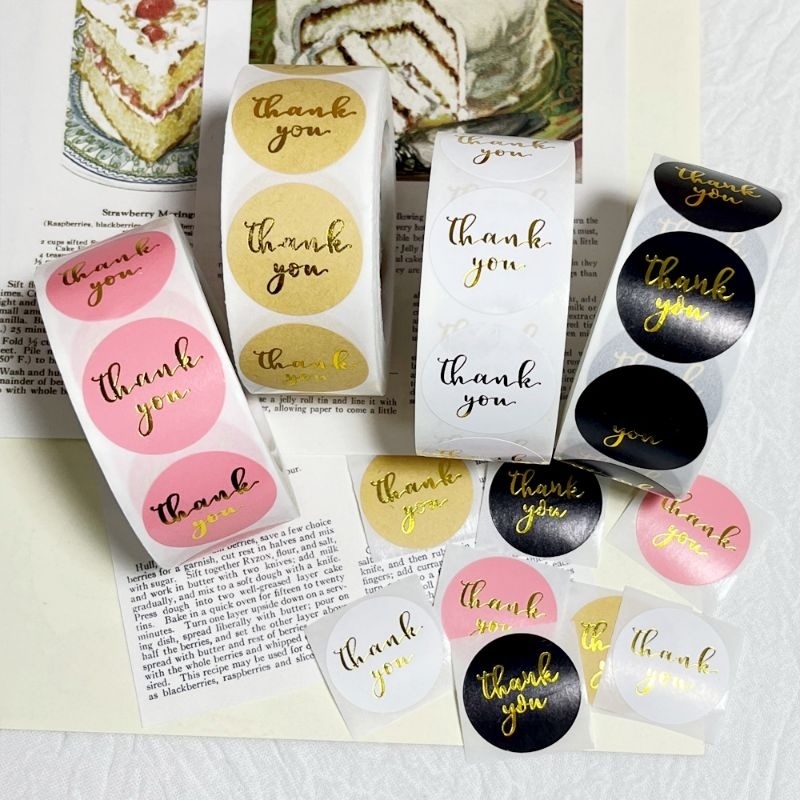 Jual HAPPY 500 PCS STIKER ROLL THANK YOU STICKER TQ JUALAN HOMEMADE ...