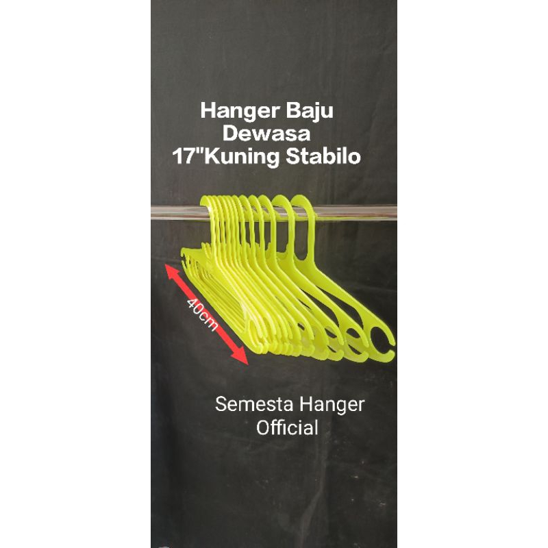 Jual Hanger Baju Dewasa 17"Kuning Stabilo dan 17 merah lebar bahu 40cm ...
