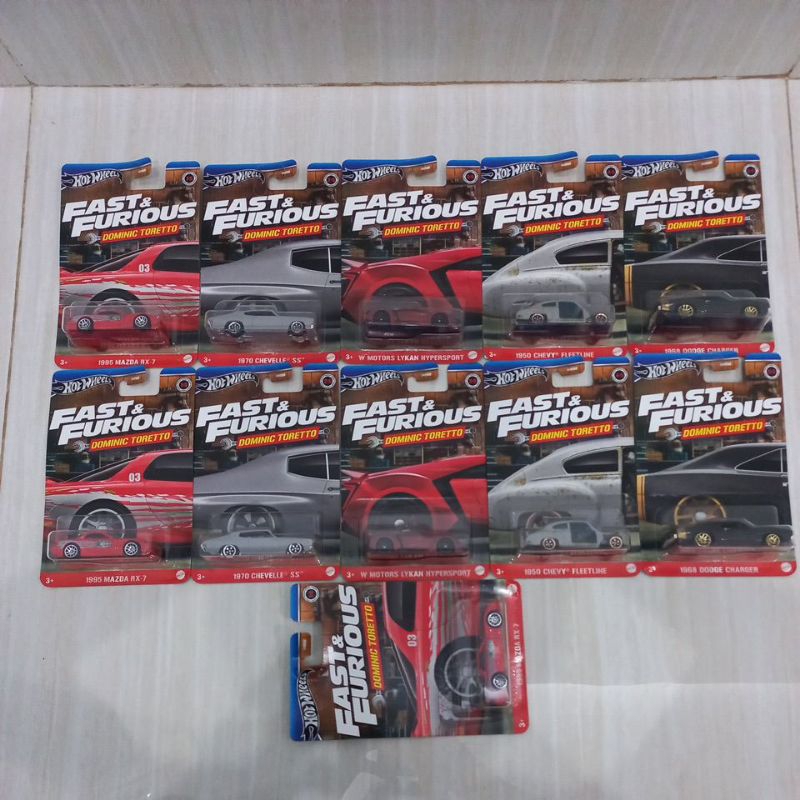 Jual HOT WHEELS FAST & FURIOUS DOMINIC TORETTO 1 SET MAZDA, CHEVELLE ...