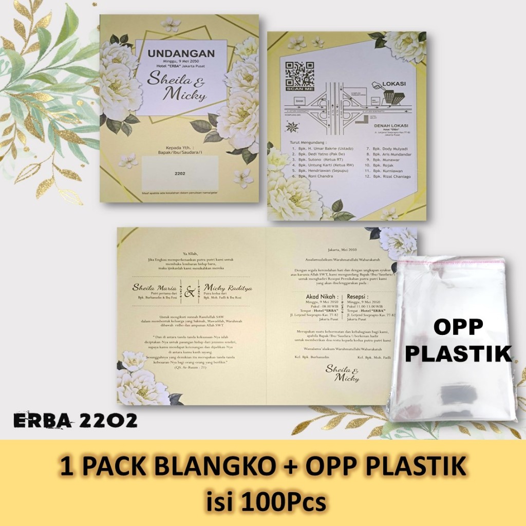 Jual ERBA 2202 + OPP PLASTIK Blangko Undangan Kosongan ERBA, Undangan ...
