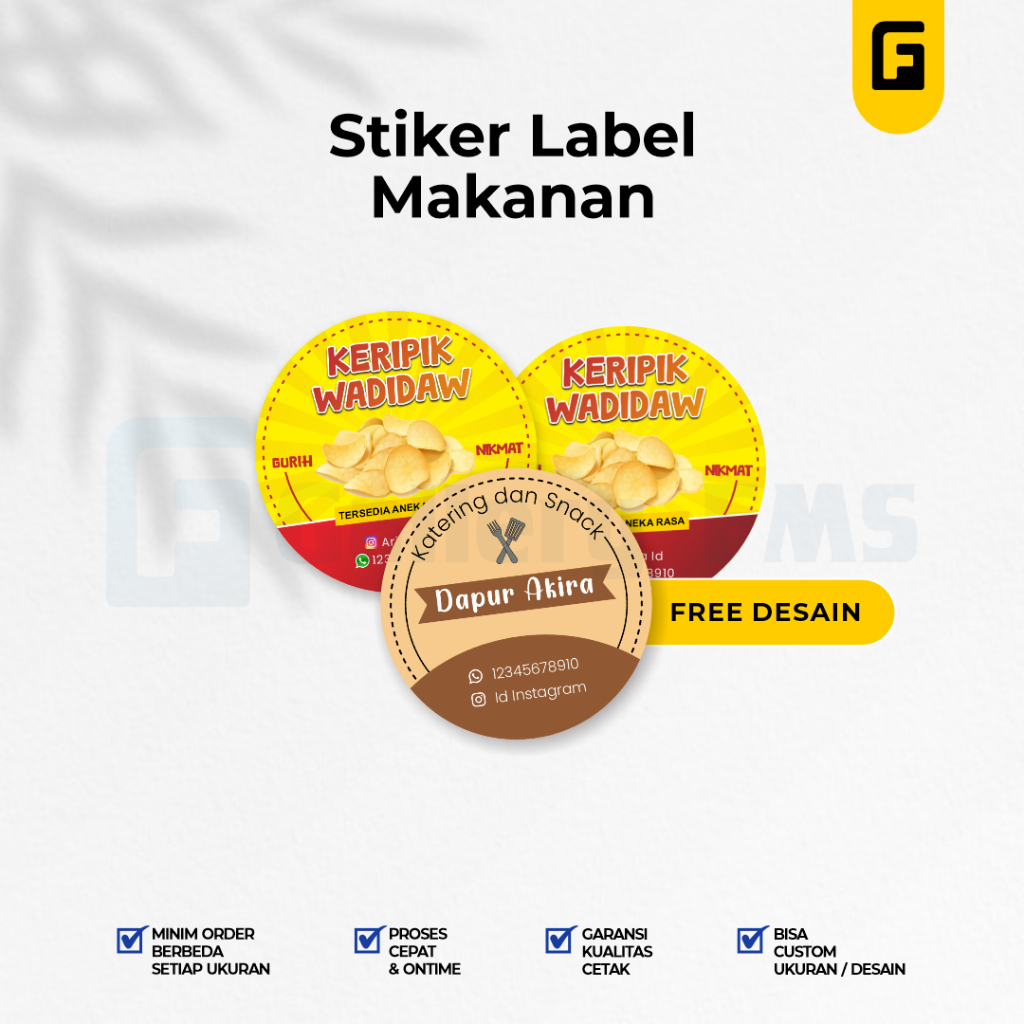 Jual Cetak Stiker Label Makanan Custom / Cetak Sticker Box Nasi, Box ...