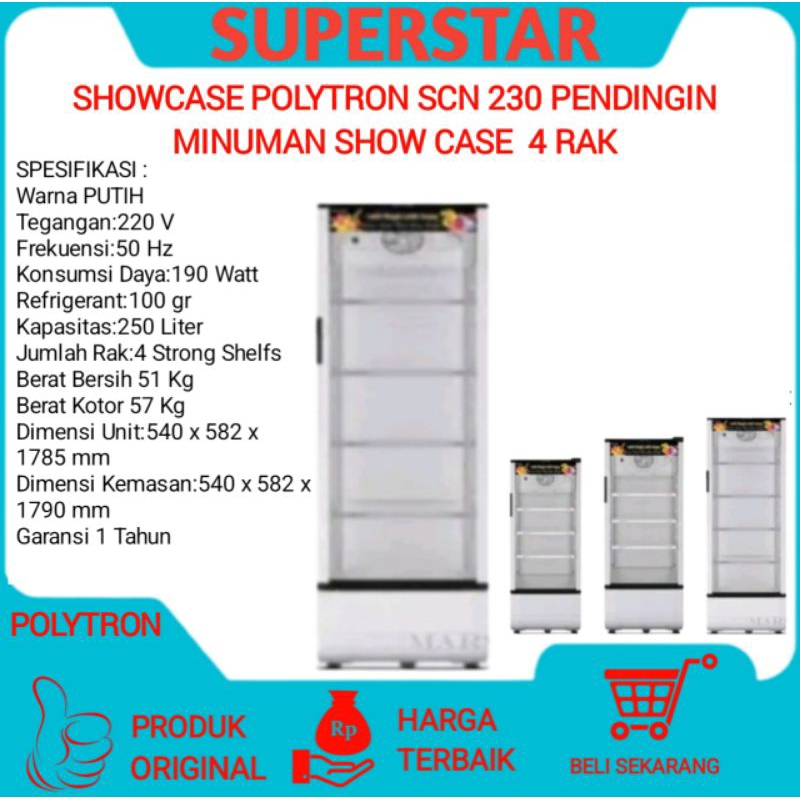 Jual Showcase Polytron scn230/SCN230 Lemari Pendingin Minuman Rak 4 ...