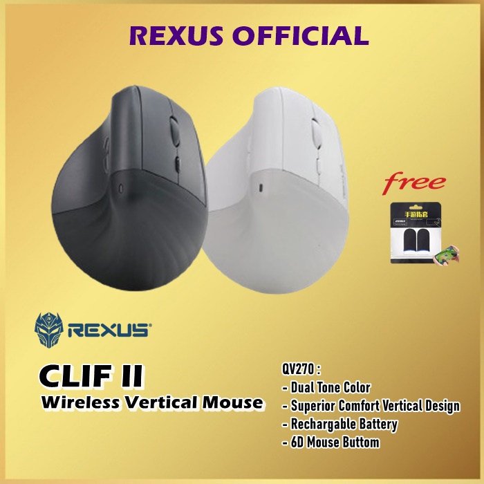 Jual Rexus Clif II QV270 Vertical Mouse Wireless Dual Mode Connection ...